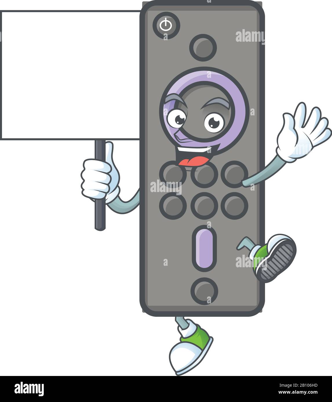 A picture of remote control TV cartoon character with board Stock ...