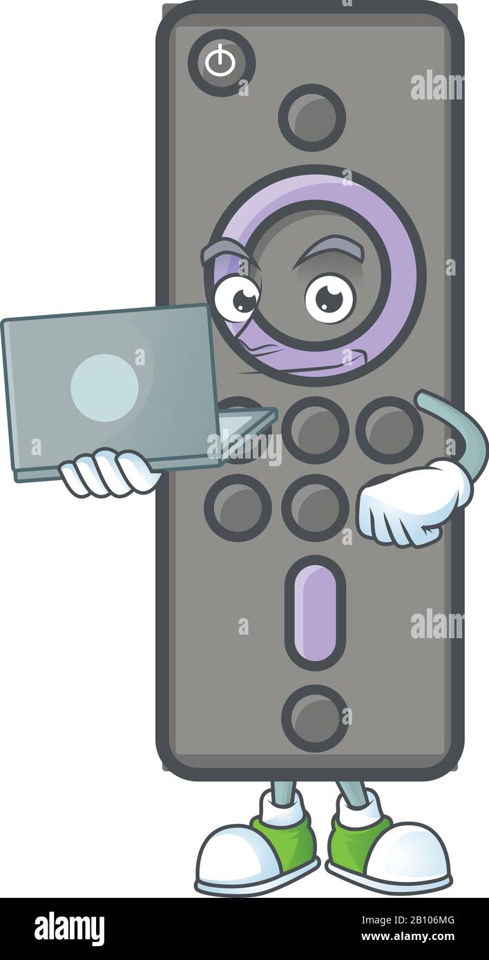 A smart remote control TV mascot icon working with laptop Stock Vector ...