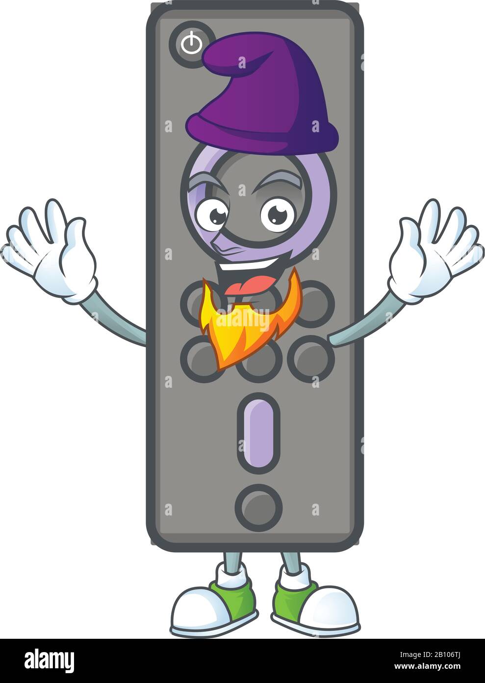 Cute remote control TV mascot icon performed as an Elf on the stage ...