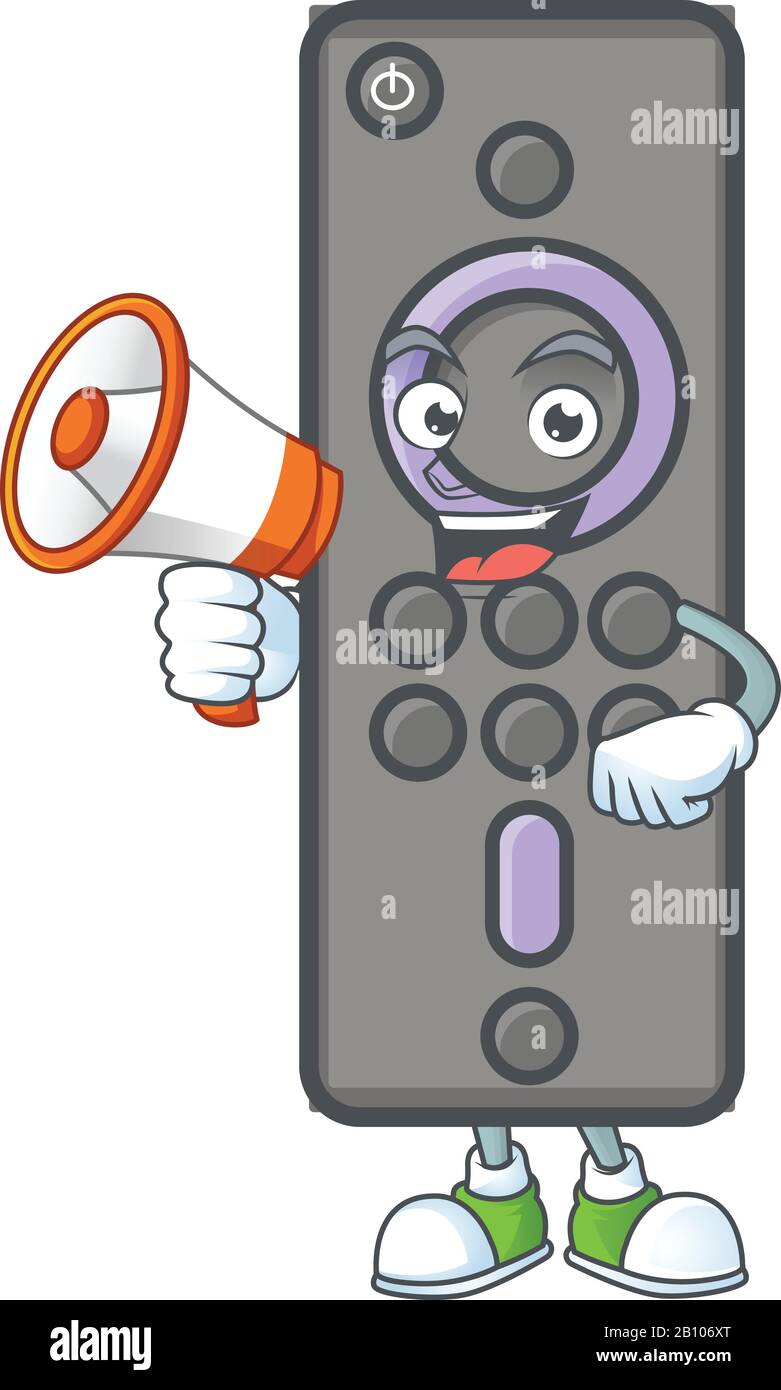 A chilly cartoon character of remote control TV with a megaphone Stock ...