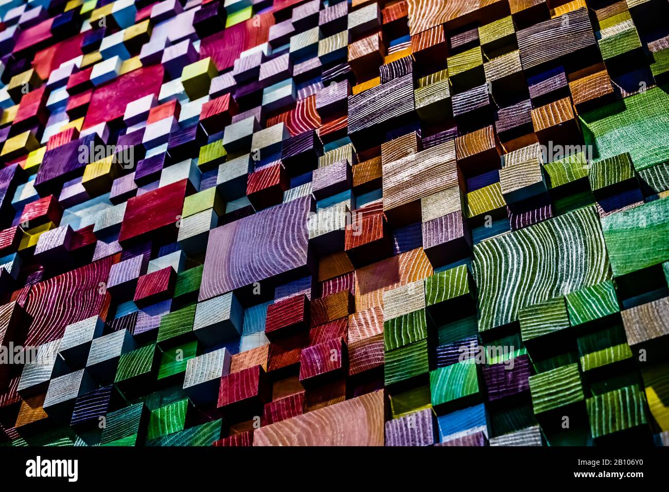 Colorful square wooden block art background Stock Photo - Alamy