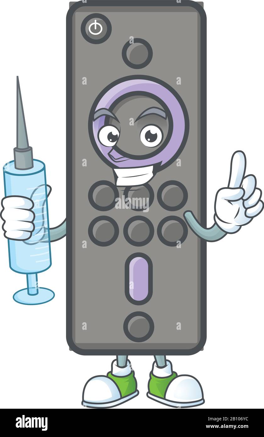 Smiley Nurse remote control TV cartoon character with a syringe Stock ...