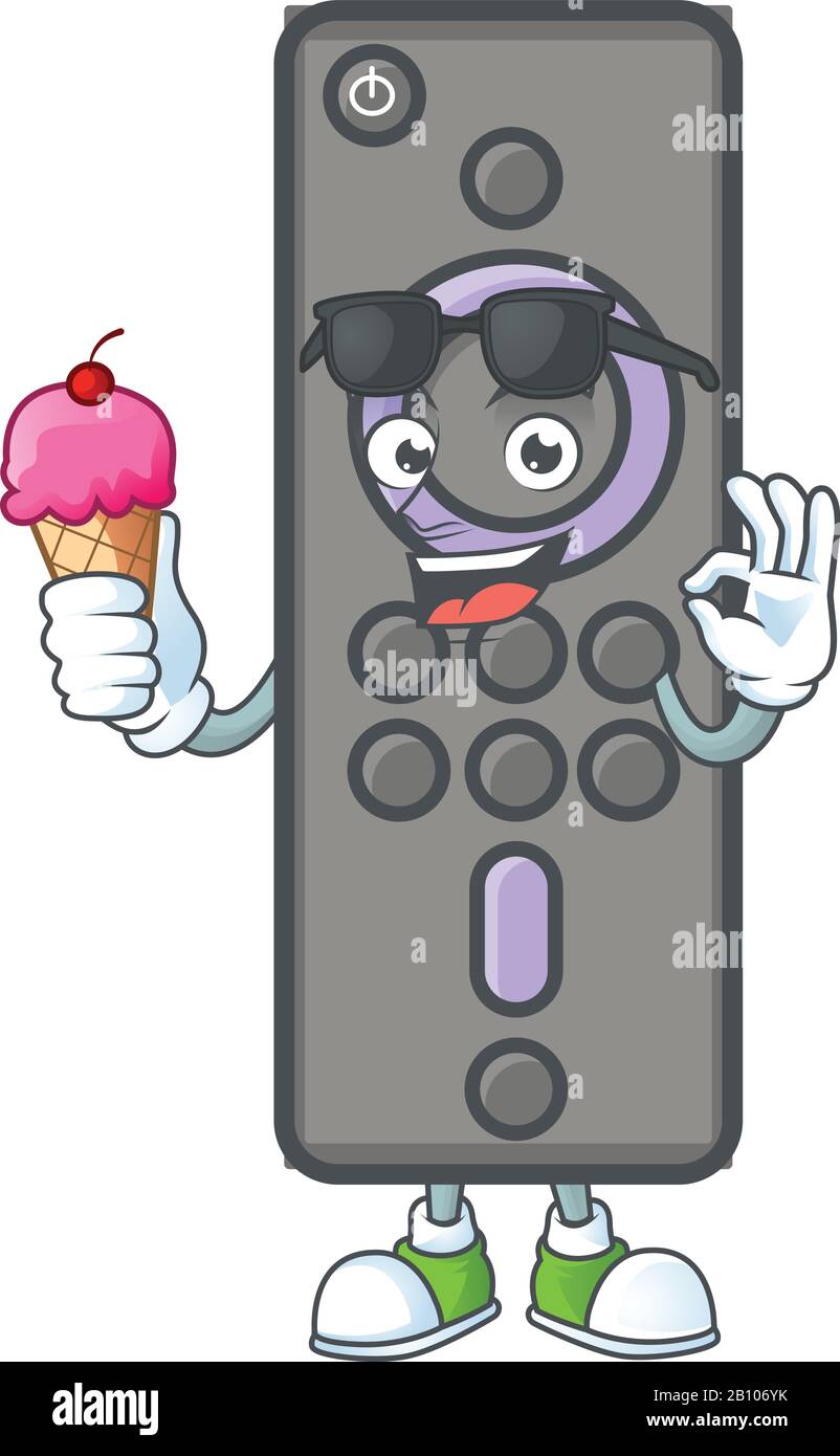 Remote control TV mascot cartoon style eating an ice cream Stock Vector ...