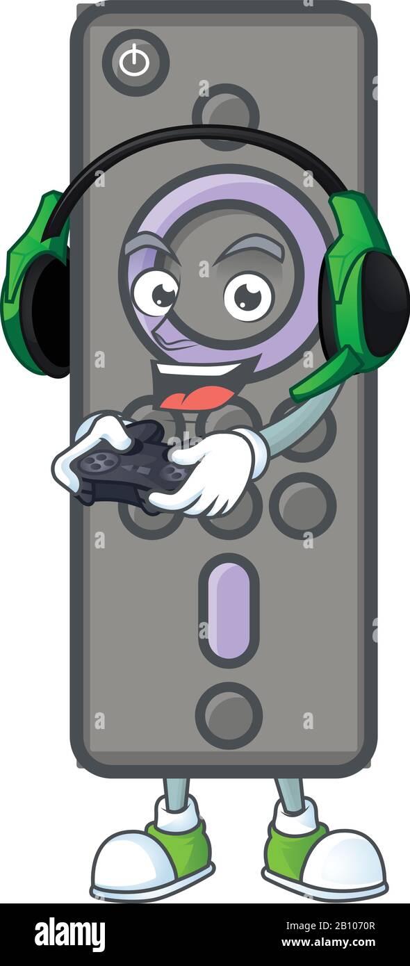 Remote control TVcartoon picture play a game with headphone and ...