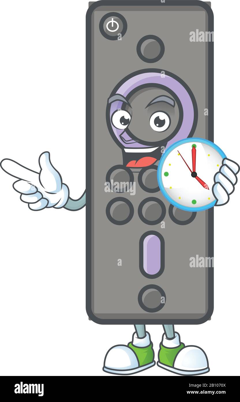 Remote control TV cartoon character style with a clock Stock Vector ...