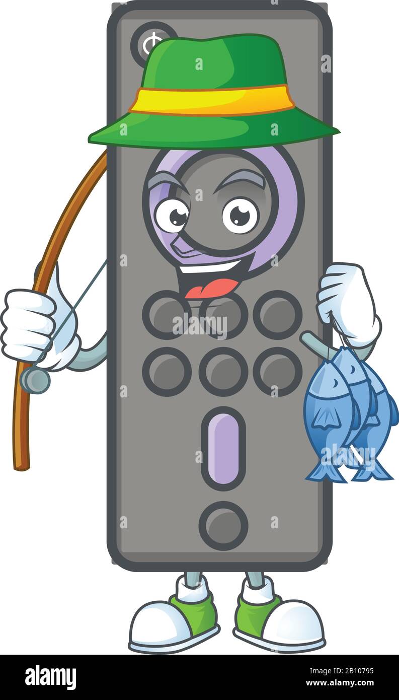 A mascot design of Fishing remote control TV with 3 fishes Stock Vector ...