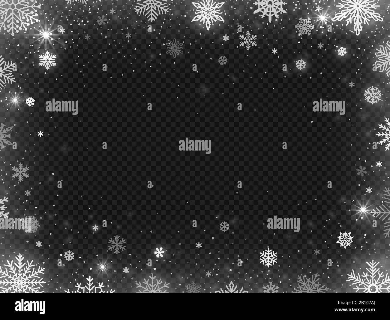 Snowed border frame. Christmas holiday snow, clear frost blizzard ...