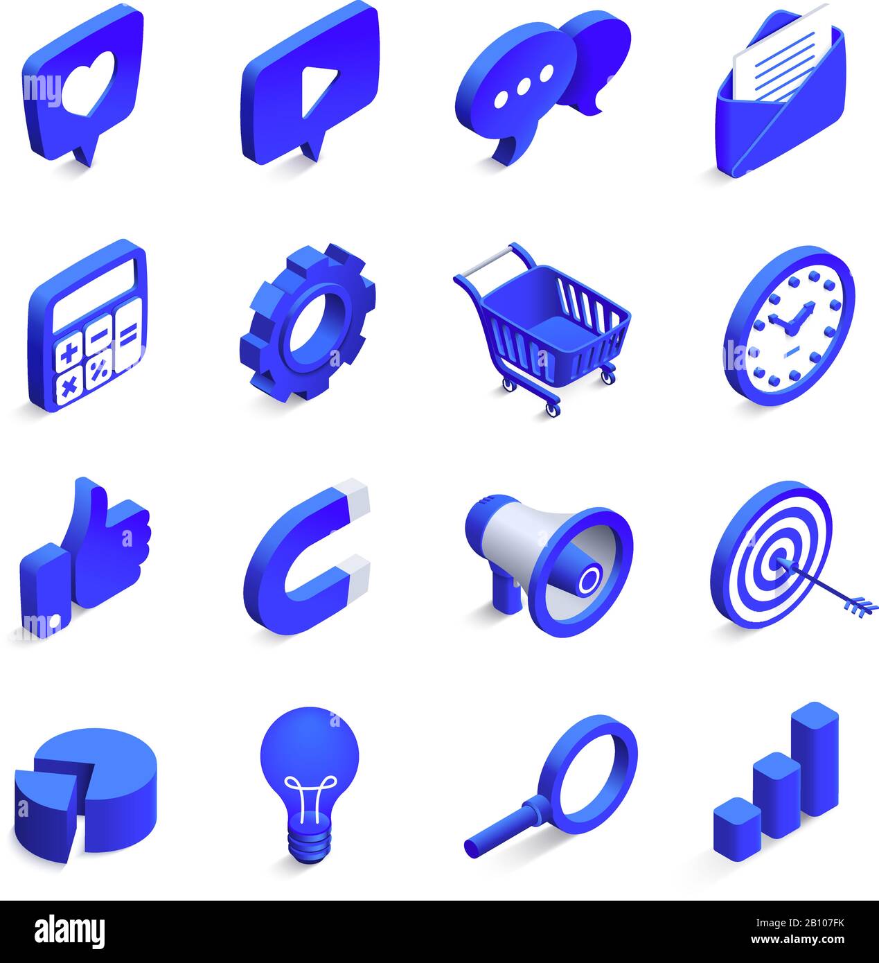 Isometric social marketing. Inbound and outbound marketings, money ...