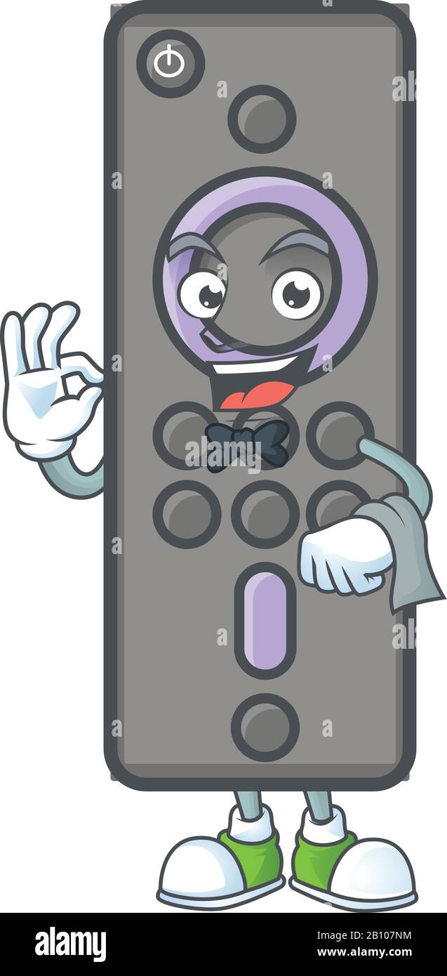 A remote control TV cartoon mascot working as a Waiter Stock Vector ...