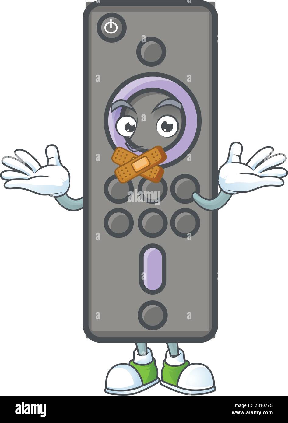 mascot cartoon character design of remote control TV making a silent ...