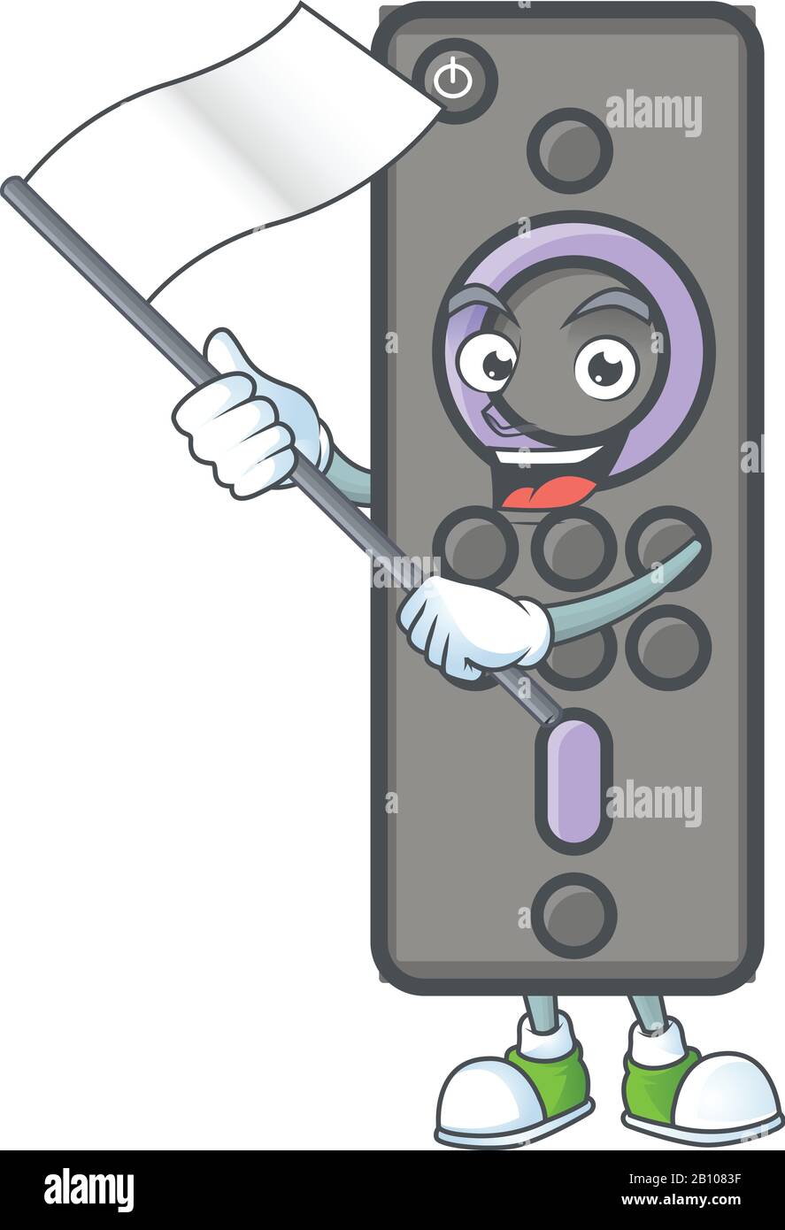 Funny remote control TV cartoon character design with a flag Stock ...