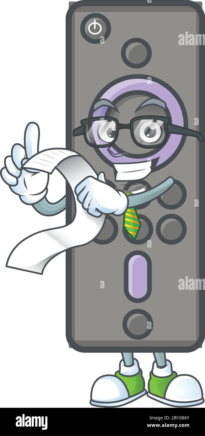 A funny face character of remote control TV holding a menu Stock Vector ...