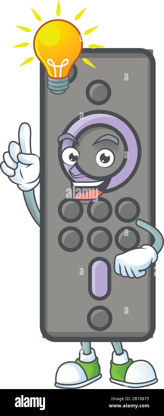 Smart remote control TV cartoon character has an idea Stock Vector ...