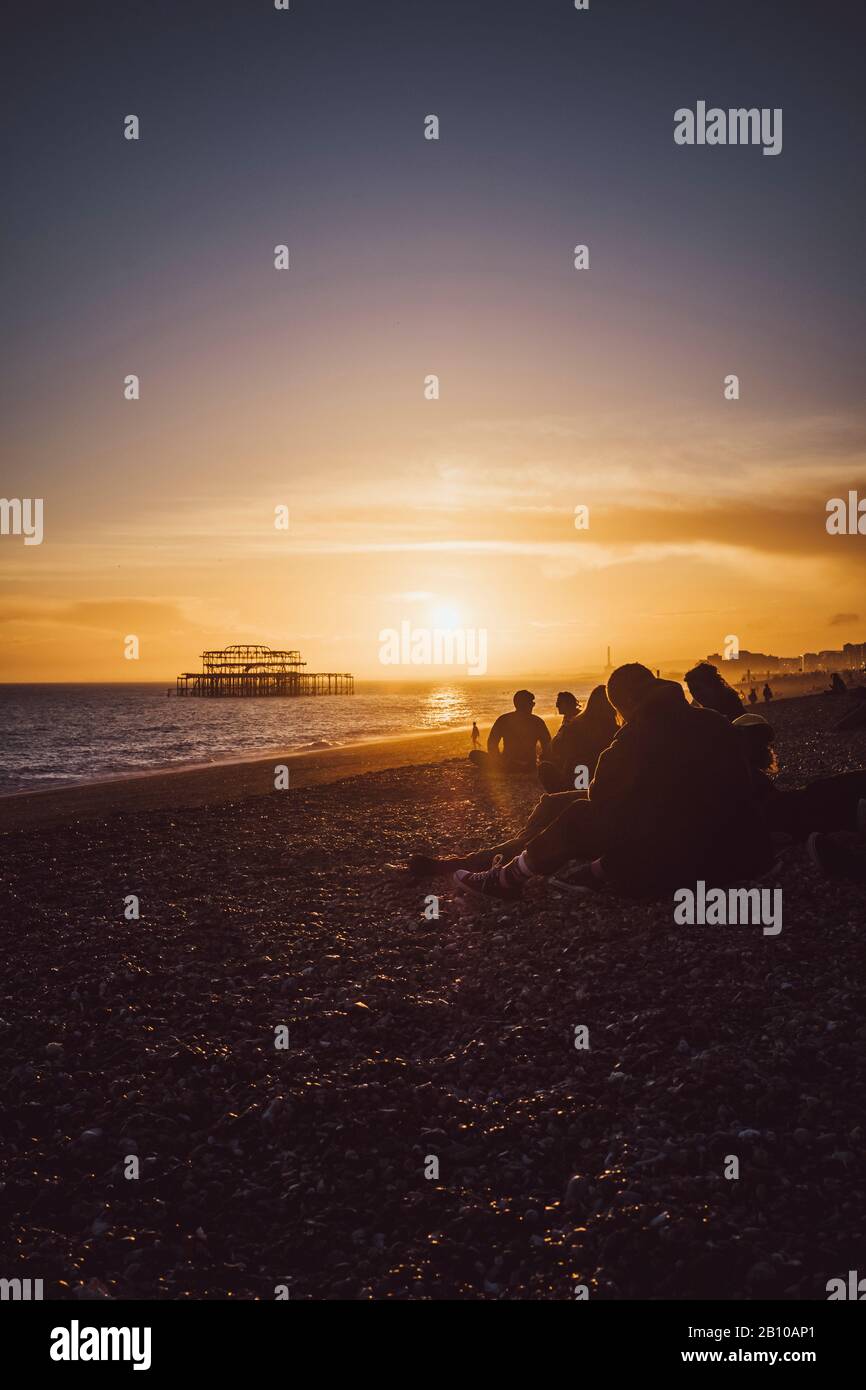 Brighton burnt pier burned hi-res stock photography and images - Alamy