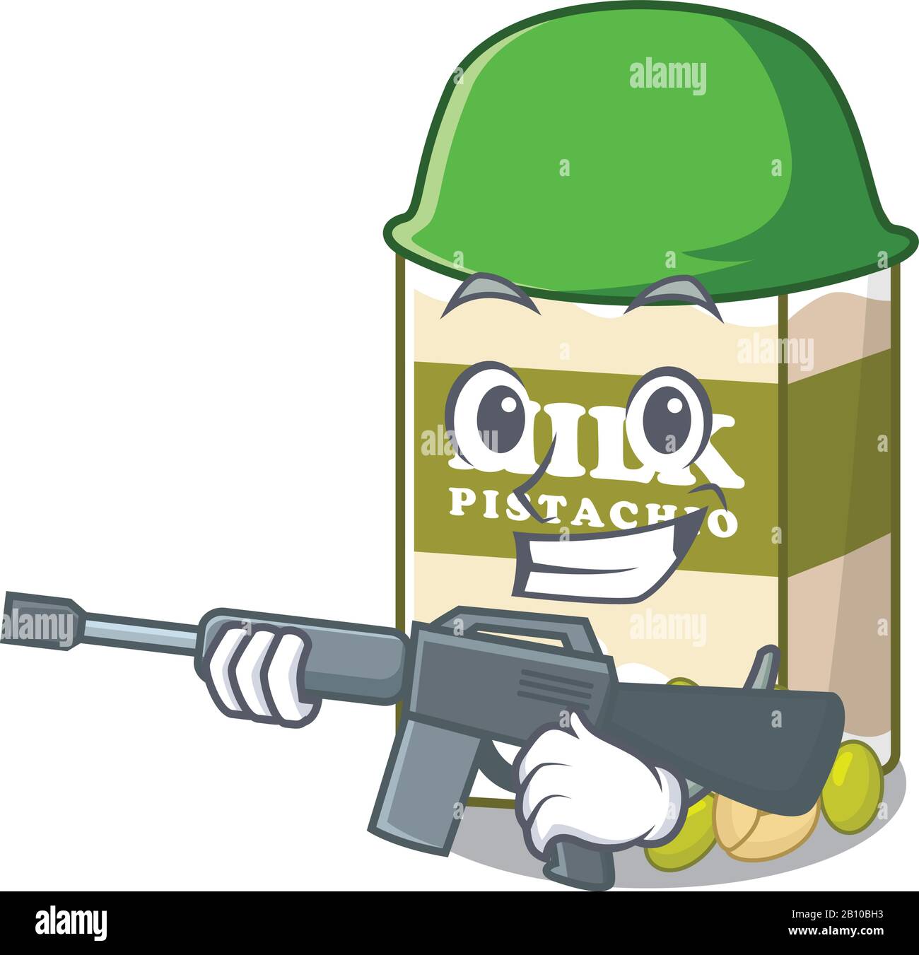 A cute picture of pistachio milk Army with machine gun Stock Vector ...