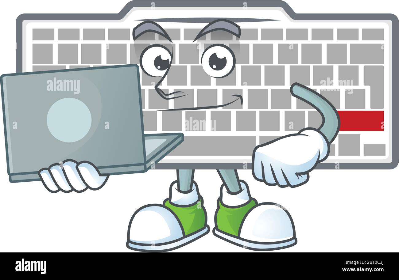 A smart white keyboard mascot icon working with laptop Stock Vector ...