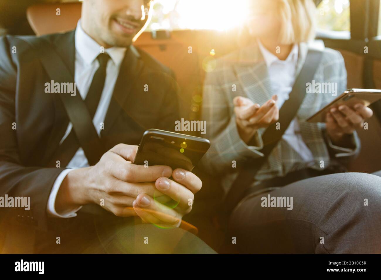 Image Of Young Caucasian Businesslike Man And Woman In Formal Wear