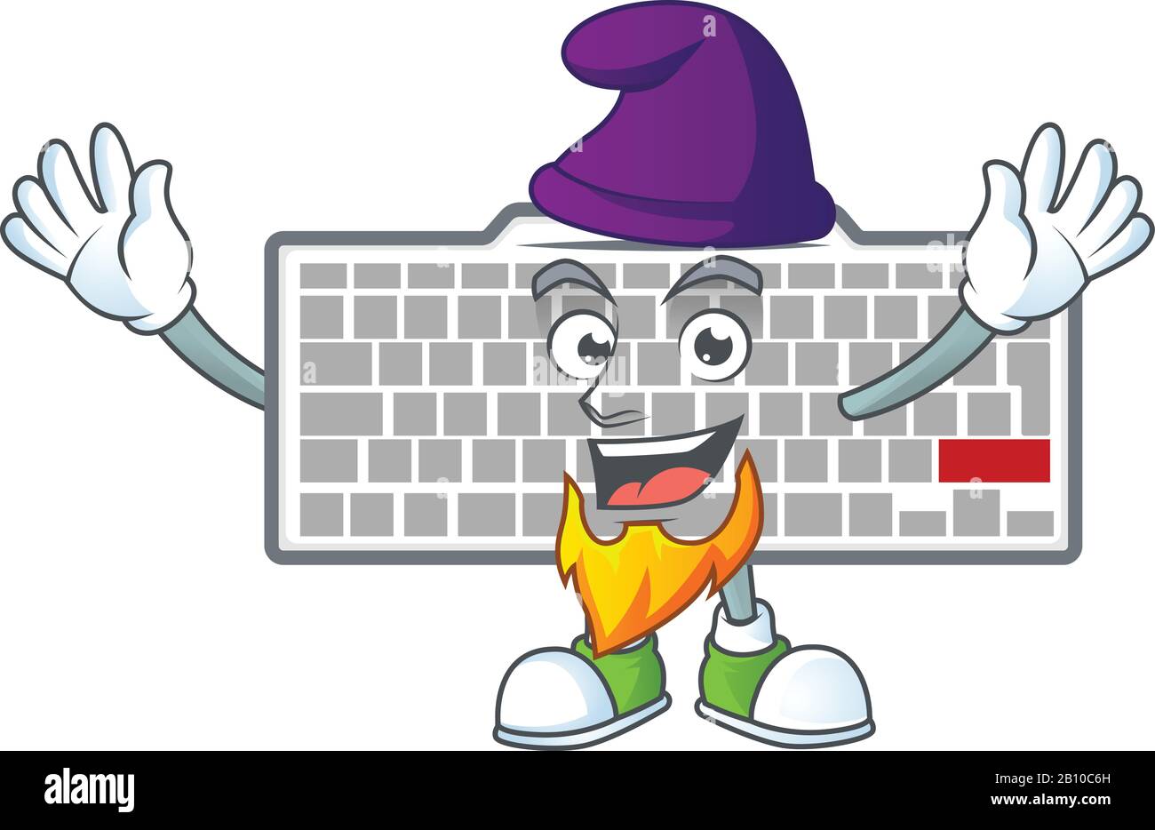 Cute white keyboard mascot icon performed as an Elf on the stage Stock ...