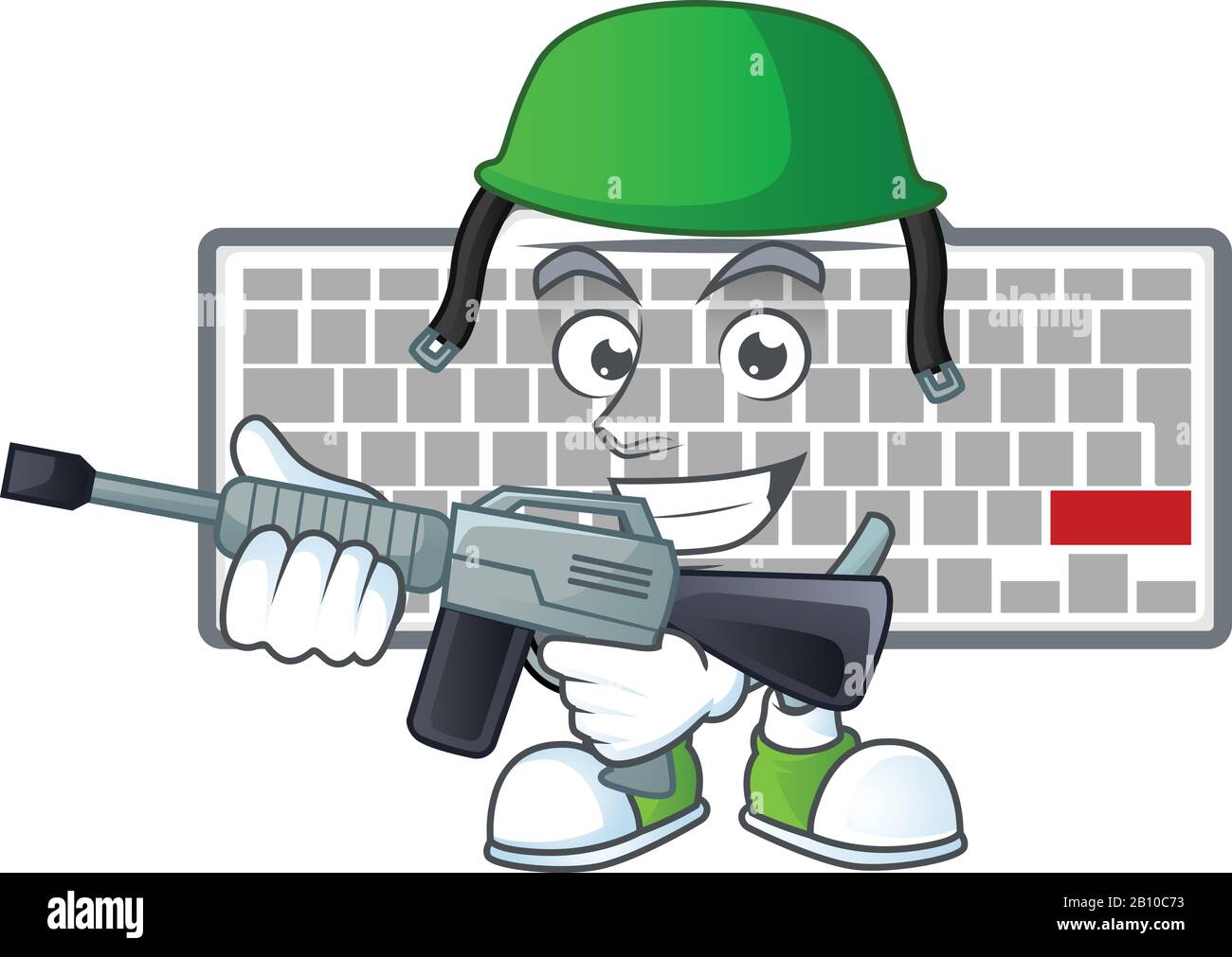 White keyboard mascot design in an Army uniform with machine gun Stock ...