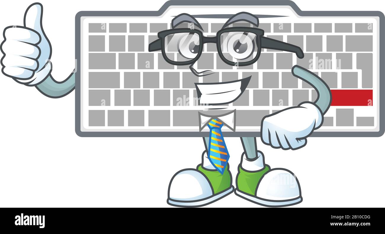White keyboard cartoon successful Businessman wearing glasses Stock ...