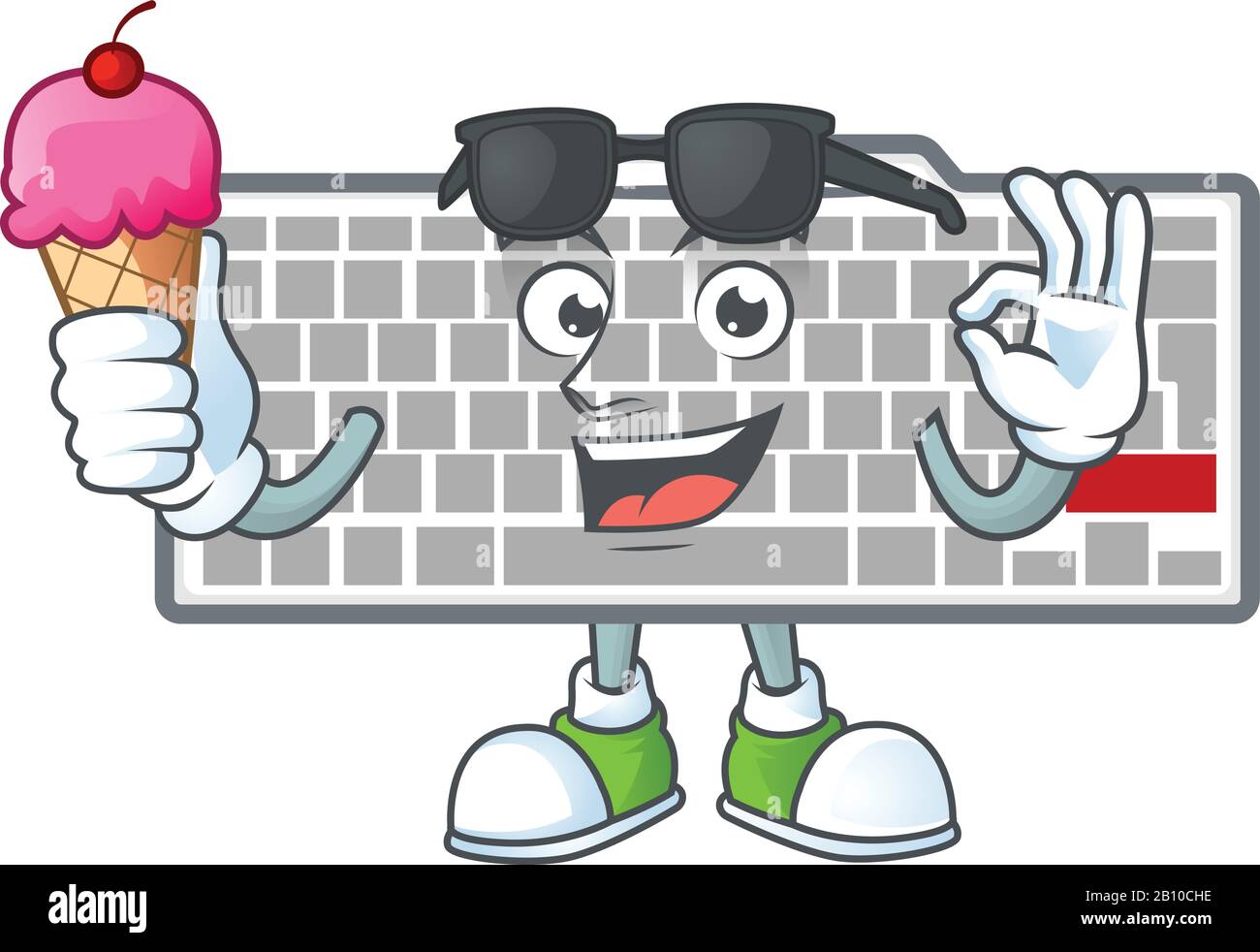 White keyboard mascot cartoon style eating an ice cream Stock Vector ...