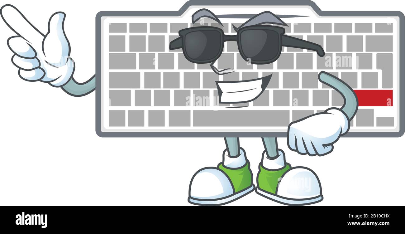 Super cool white keyboard mascot character wearing black glasses Stock ...