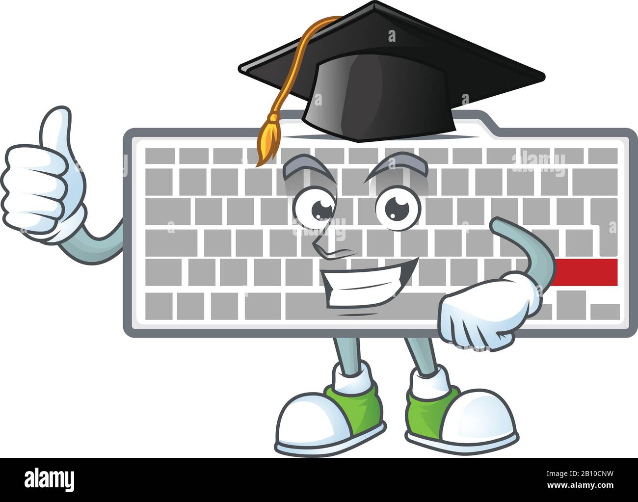 A happy character of white keyboard in a black Graduation hat Stock ...