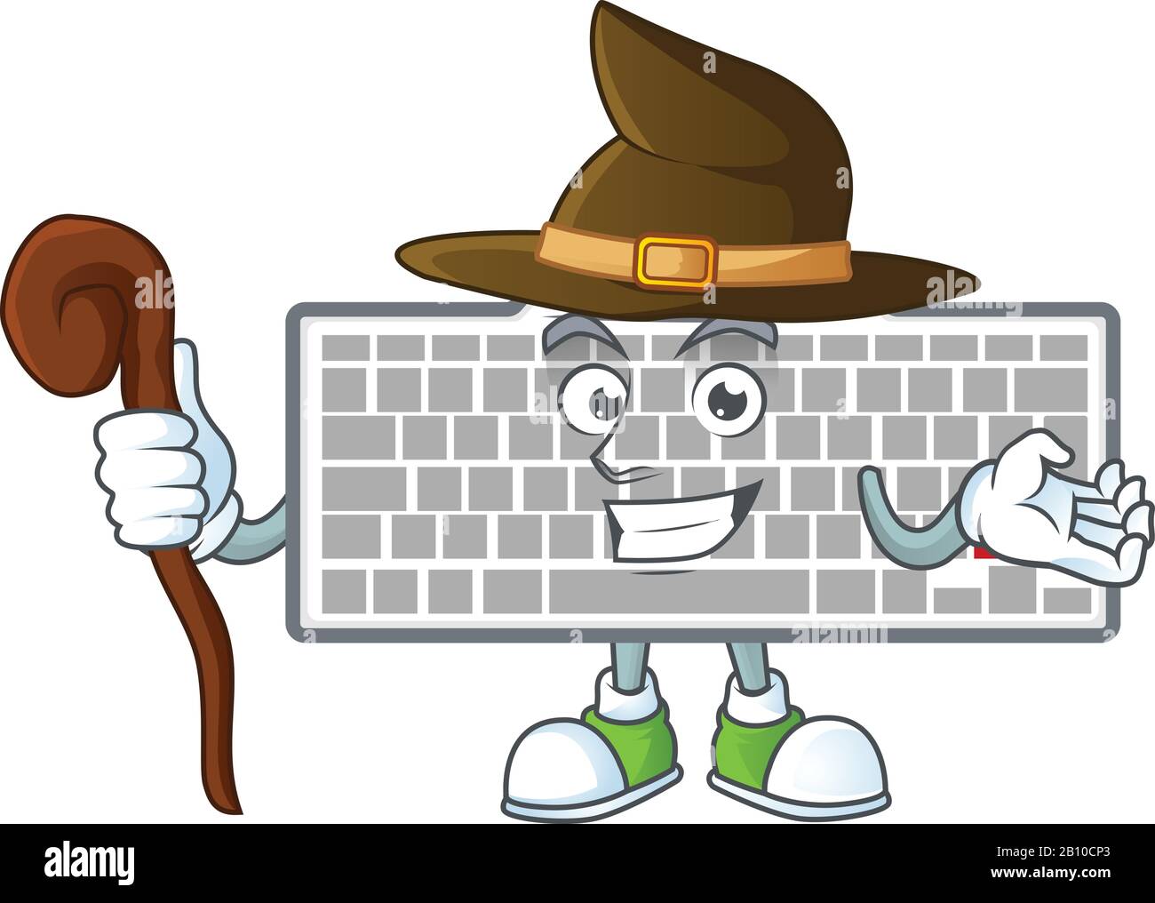 A cute white keyboard performed as a witch on the stage Stock Vector ...