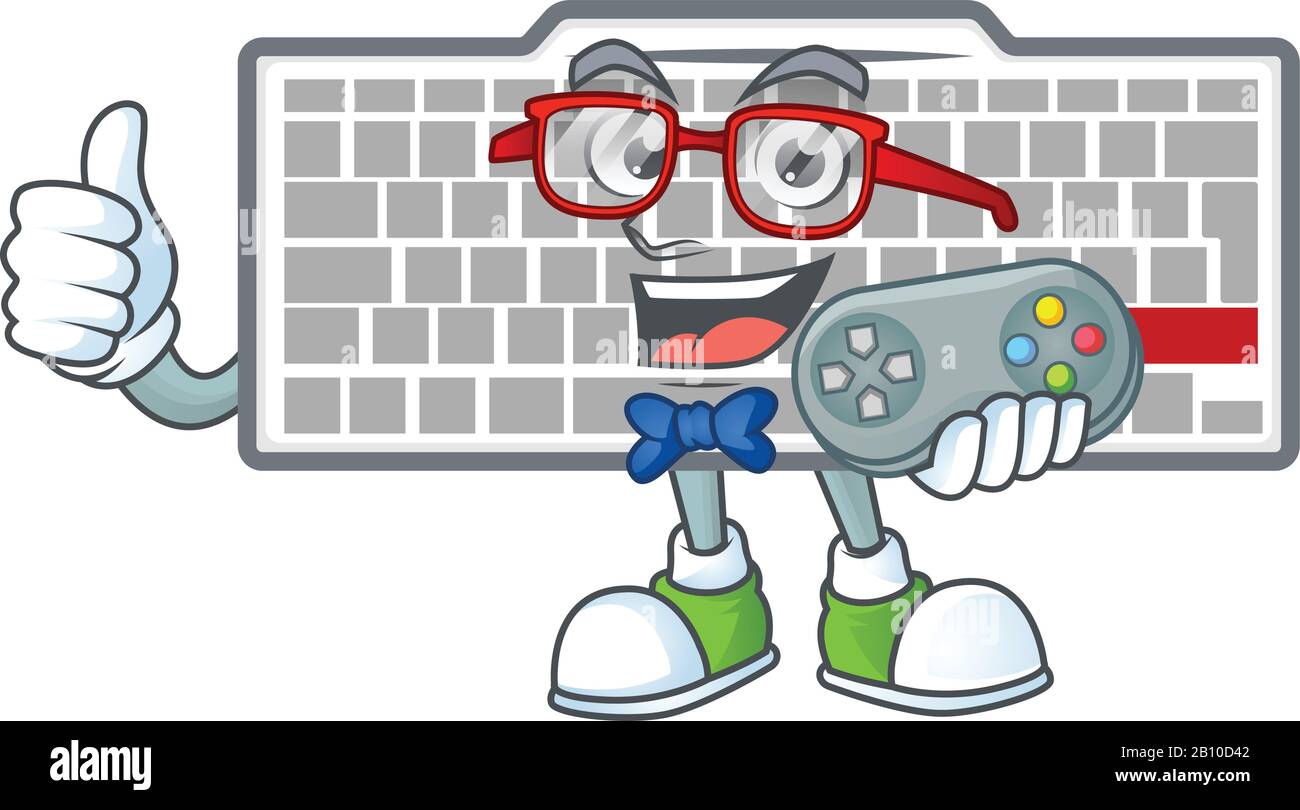 An attractive gamer white keyboard cartoon character design Stock ...