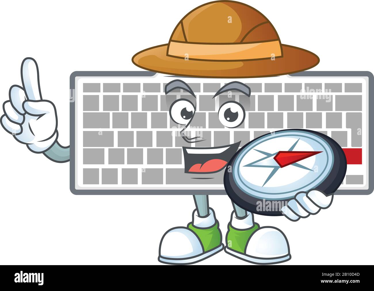 A white keyboard explorer cartoon design having a compass Stock Vector ...