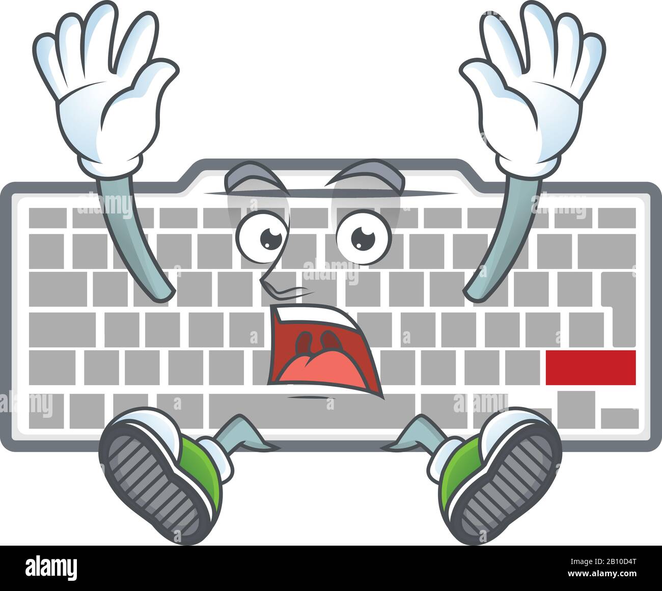 A picture of white keyboard cartoon design with shocking gesture Stock ...