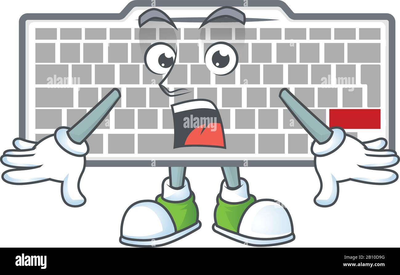 cartoon character design of white keyboard with a surprised gesture ...