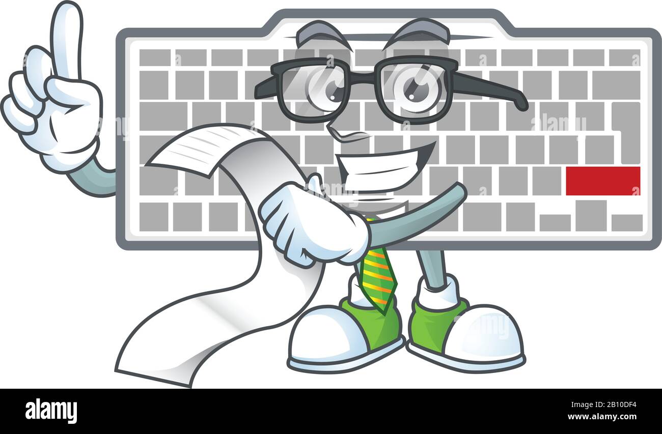 A funny face character of white keyboard holding a menu Stock Vector ...
