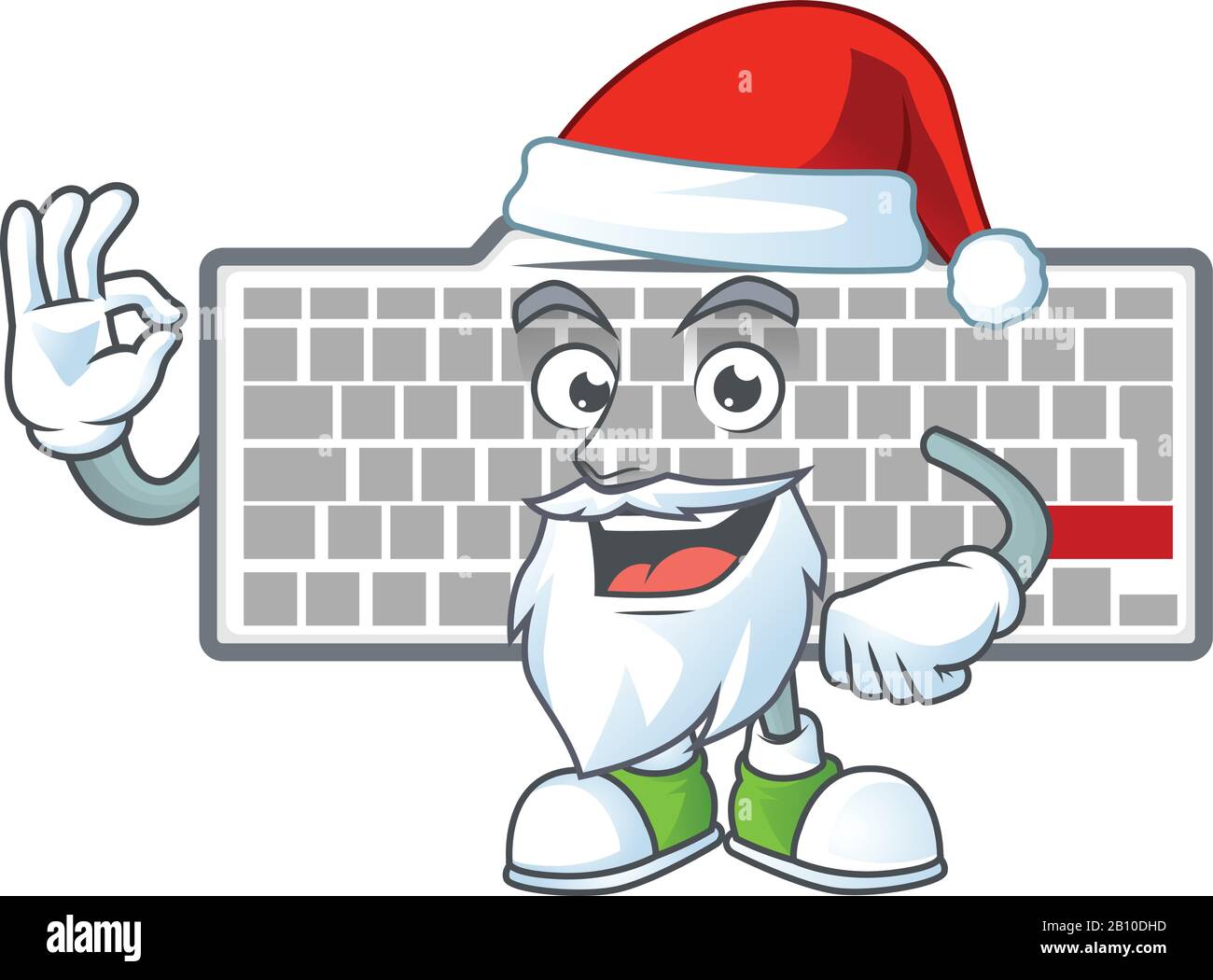 A lovely Santa white keyboard mascot picture style with ok finger Stock ...