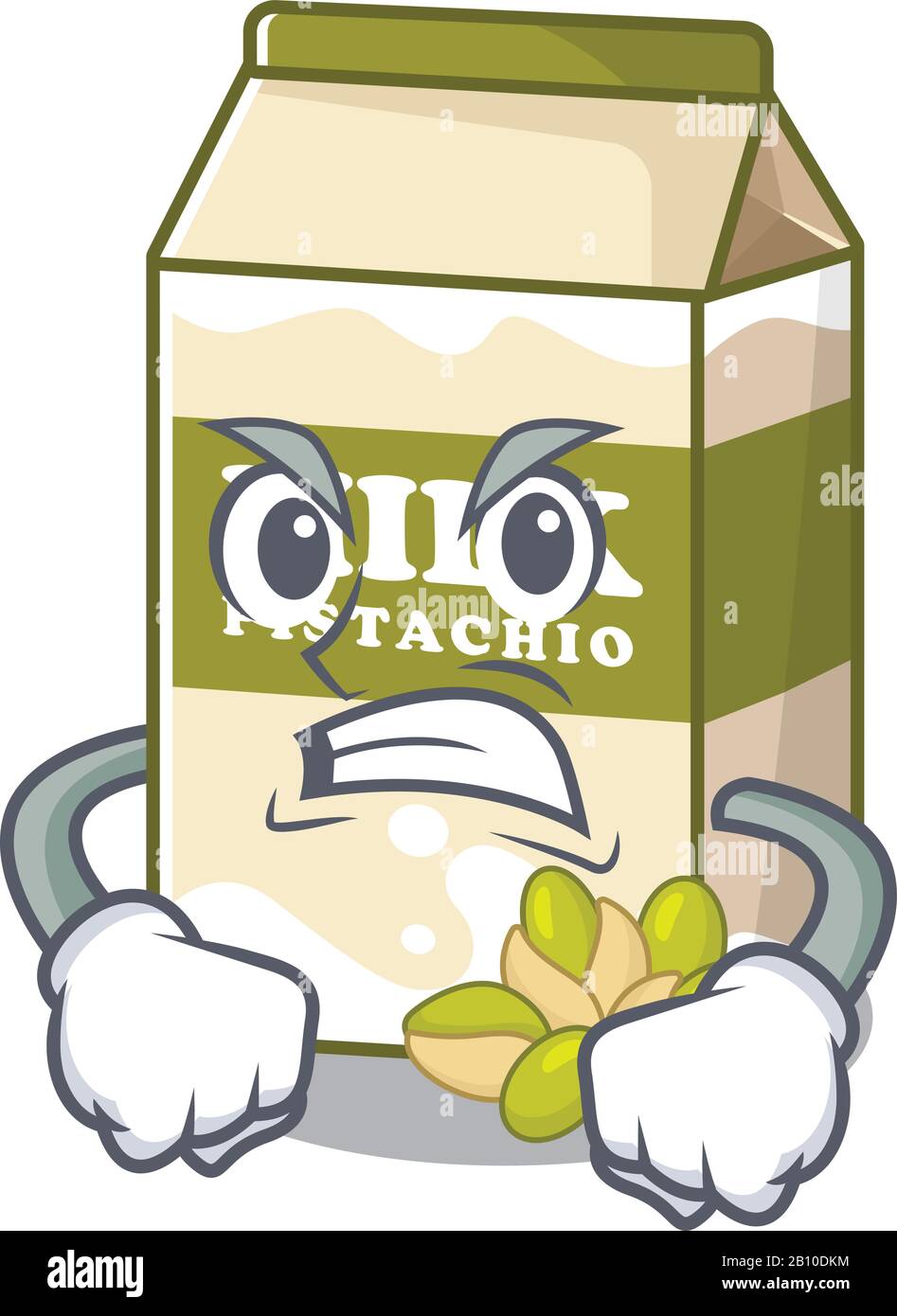 Pistachio milk cartoon character style having angry face Stock Vector ...