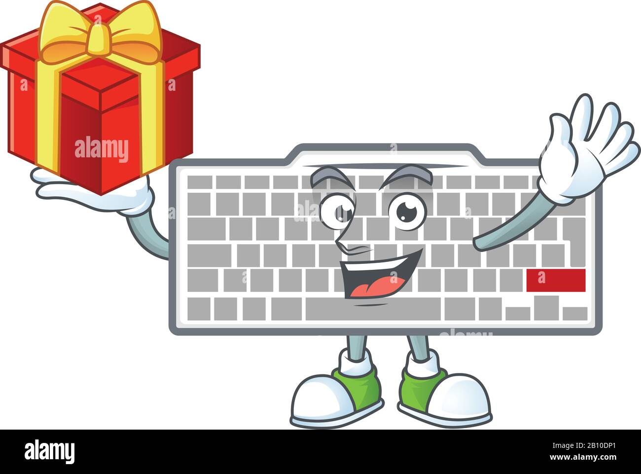cartoon character of white keyboard with a box of gift Stock Vector ...