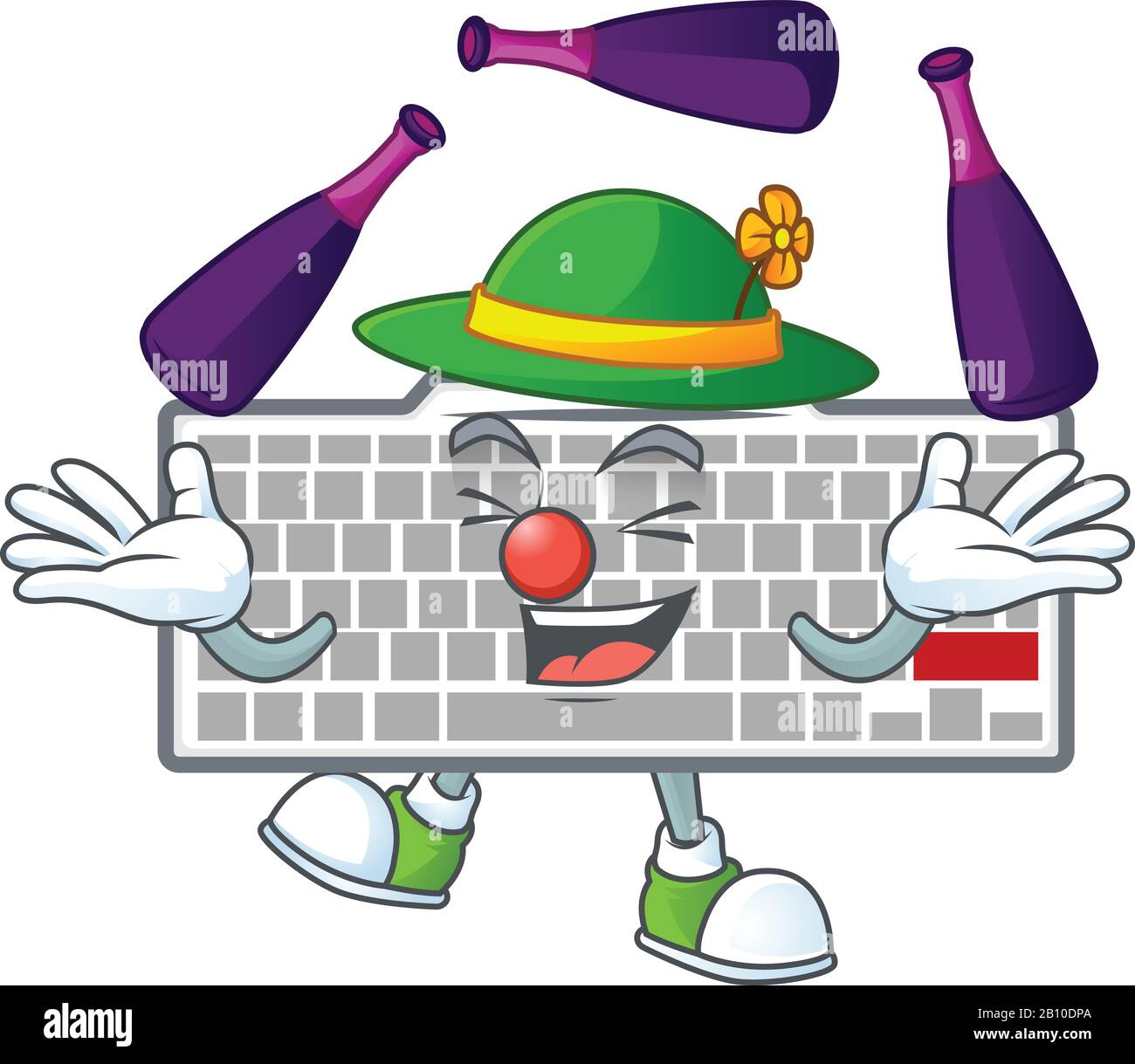 Smart white keyboard cartoon character style playing Juggling Stock ...