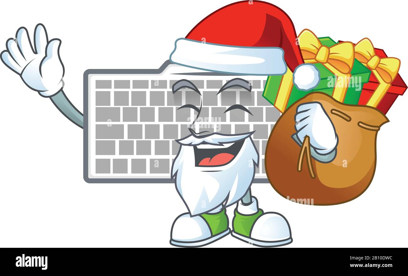 Santa white keyboard Cartoon design having a sack of gifts Stock Vector ...