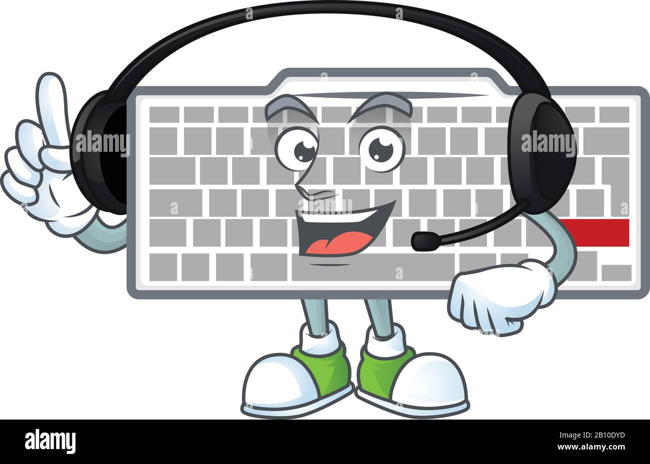 Sweet white keyboard cartoon character design speaking on a headphone ...