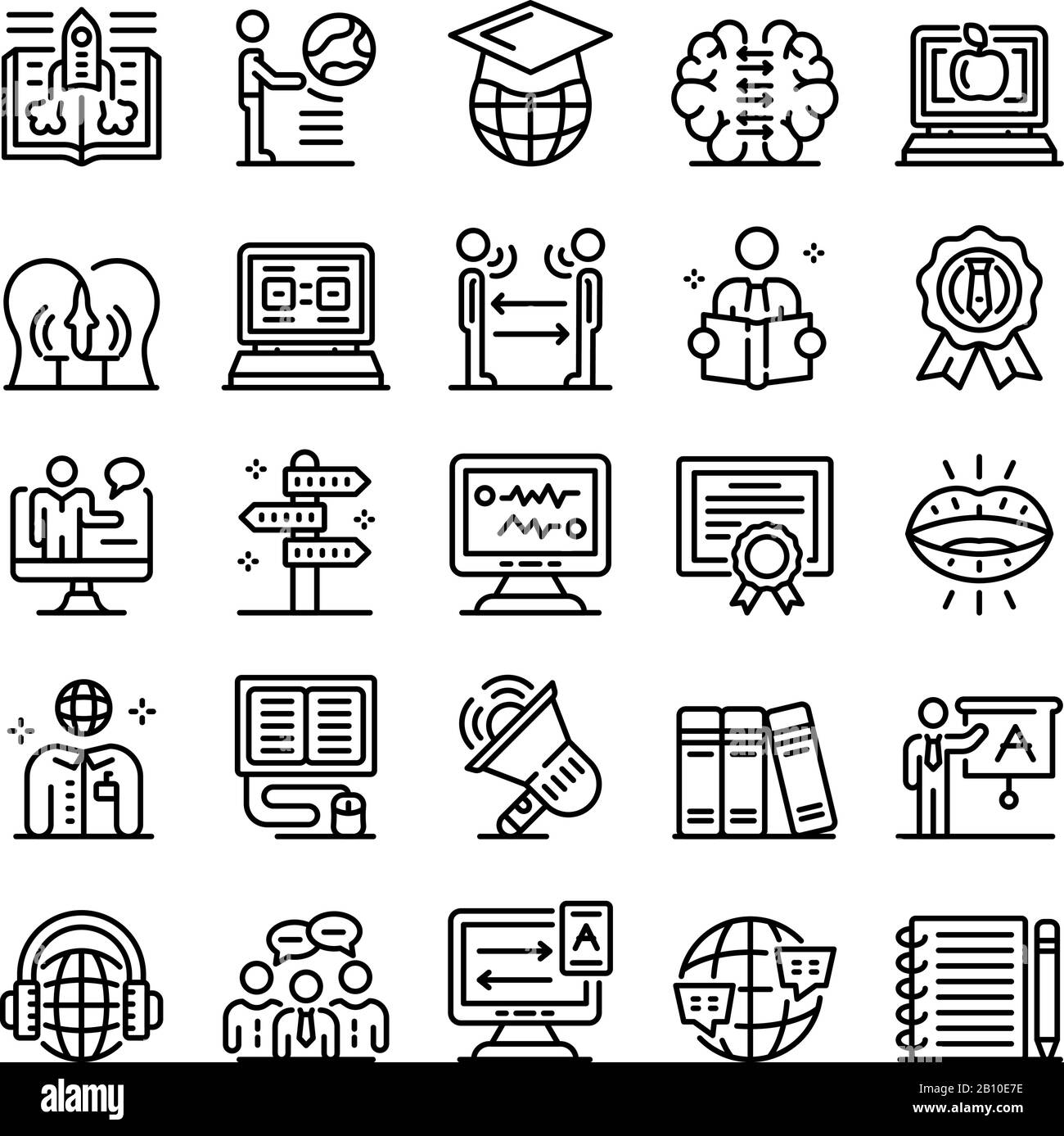 Foreign language teacher icons set, outline style Stock Vector Image ...