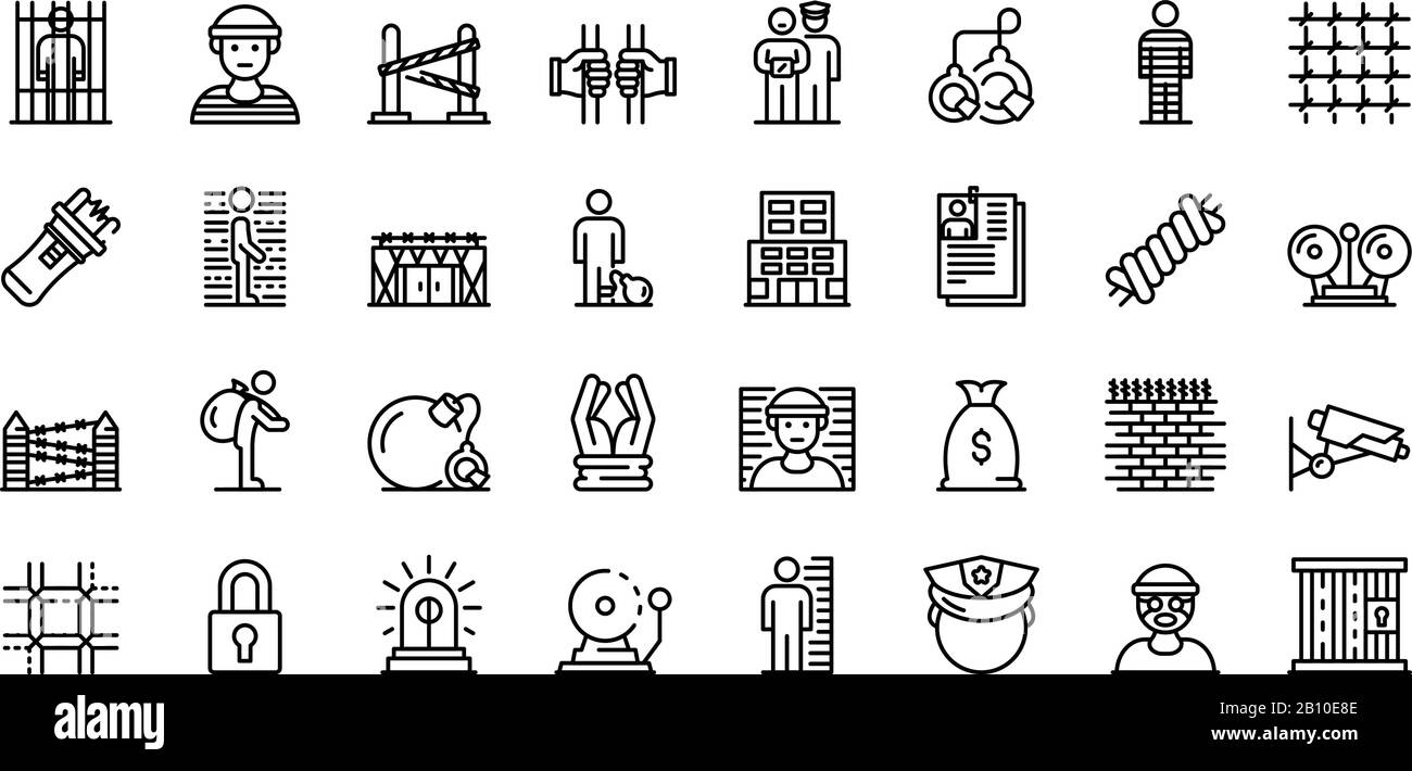 Prison icons set, outline style Stock Vector Image & Art - Alamy
