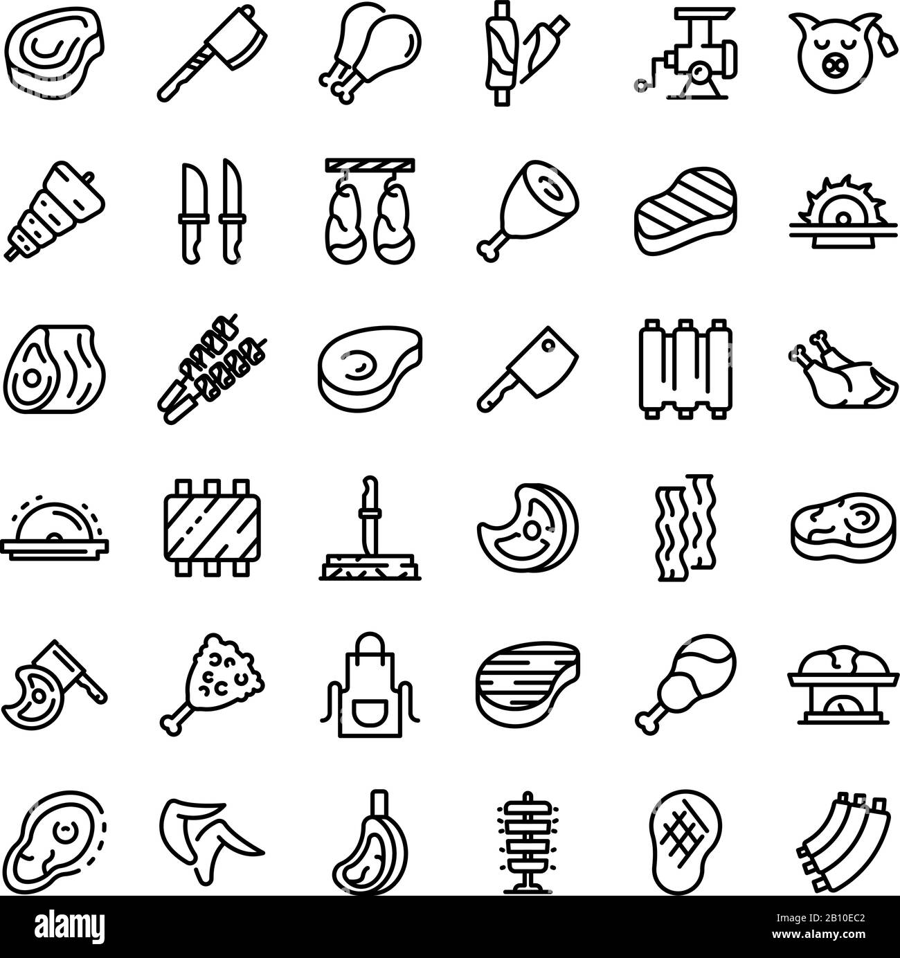 Meat icons set, outline style Stock Vector Image & Art - Alamy