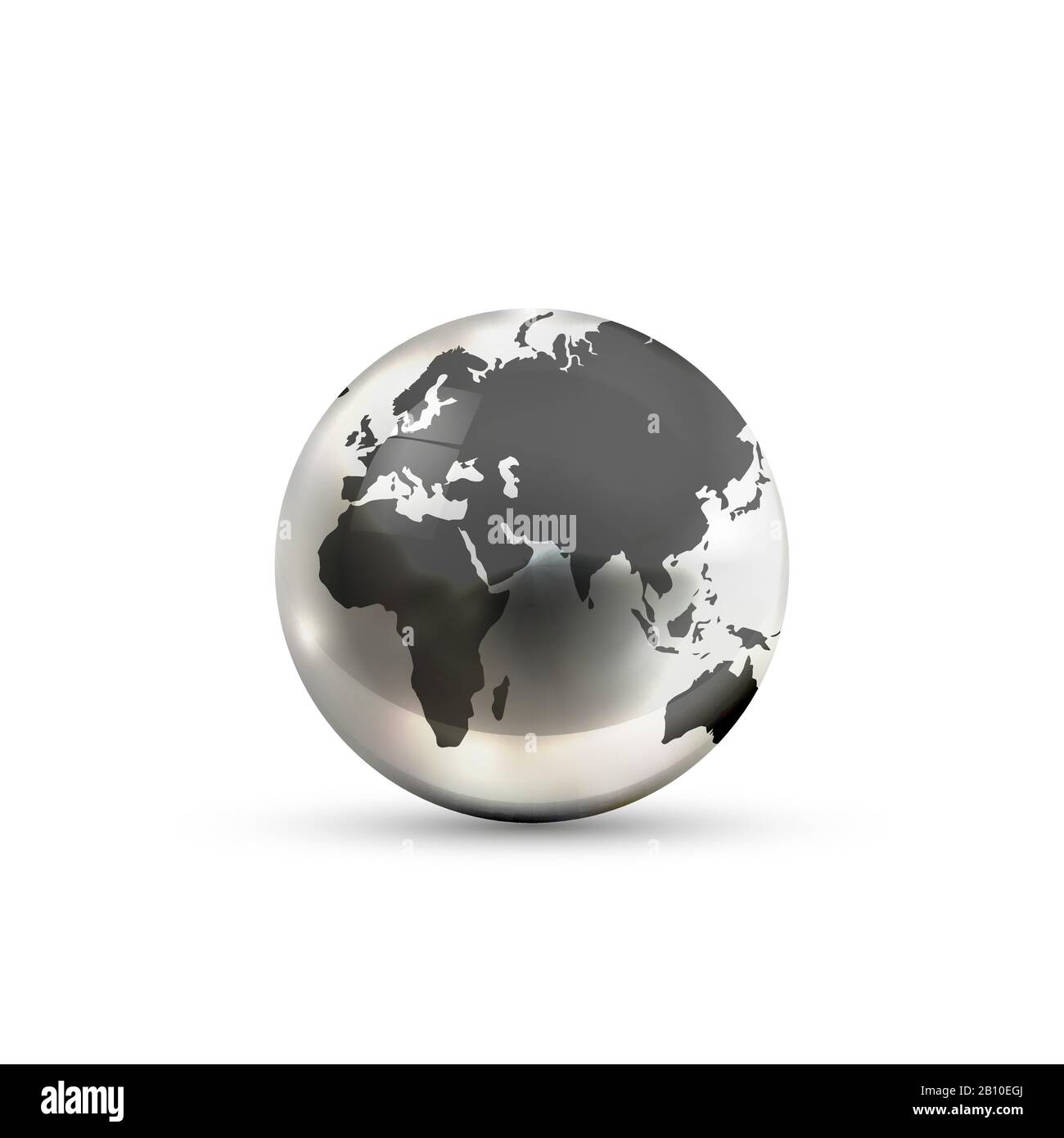 Realistic metallic Earth globe icon from european side on white ...