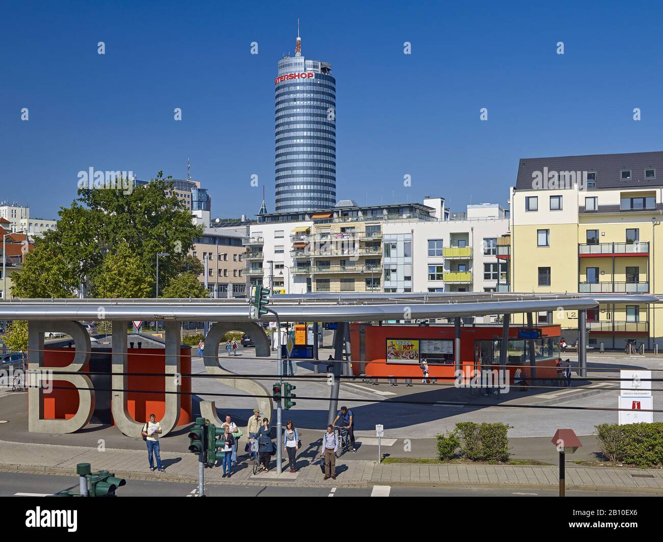 Bus station with intershop tower in jena hi-res stock photography and ...