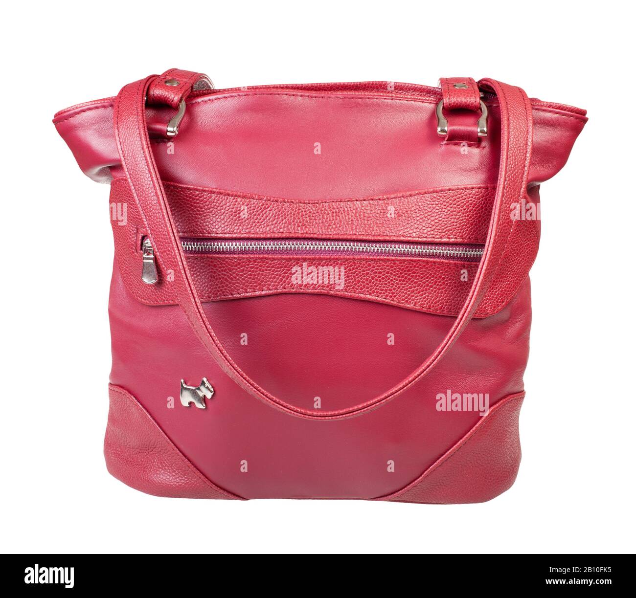 handmade red leather handbag isolated on white background Stock Photo ...
