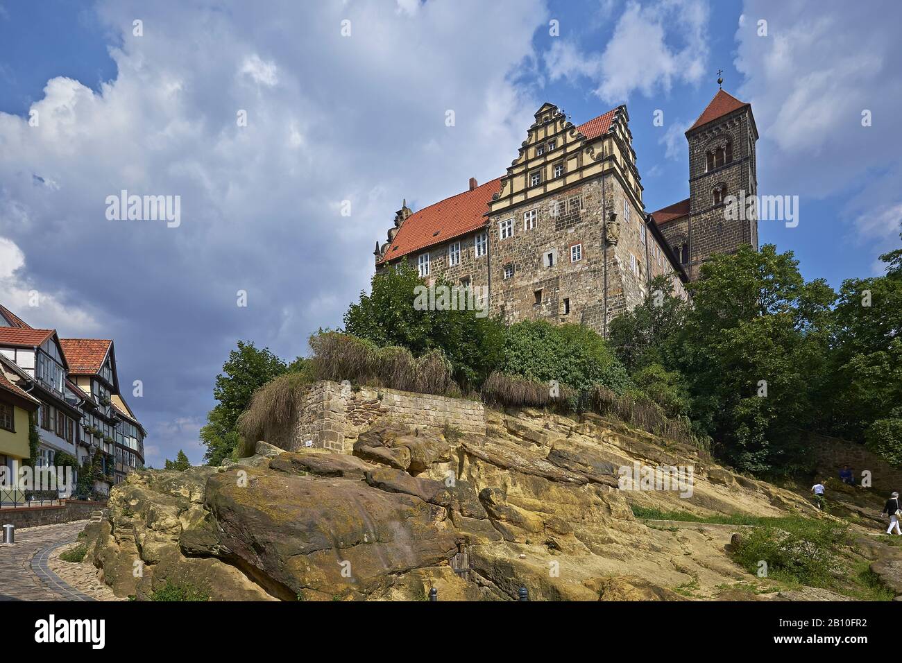 Schlossberg with castle and collegiate church in Quedlinburg, Saxony ...