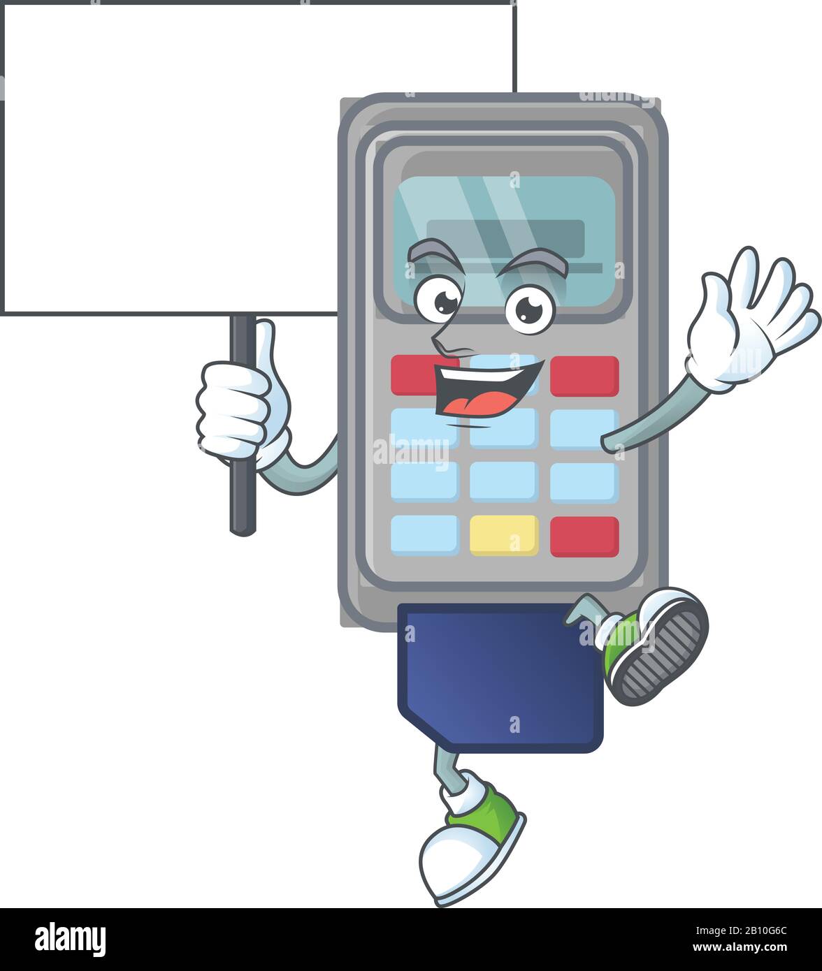 A picture of POS machine cartoon character with board Stock Vector ...