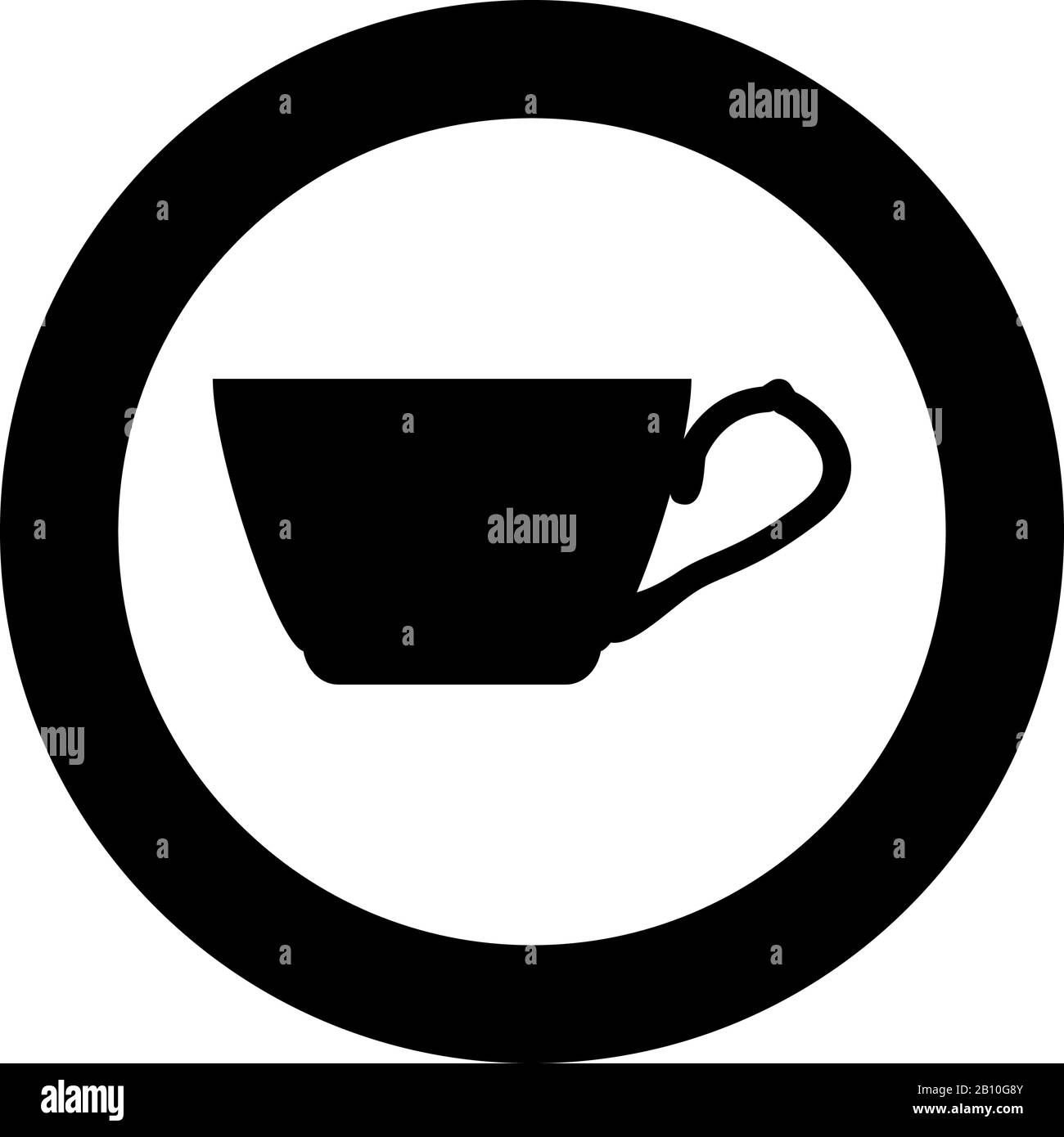 Tea cup icon in circle round black color vector illustration flat style ...