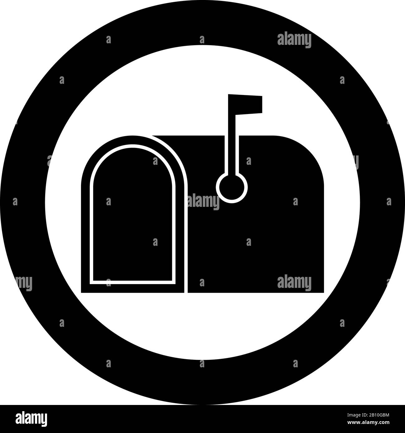 American mail box with flag Pillar-box Postbox icon in circle round ...
