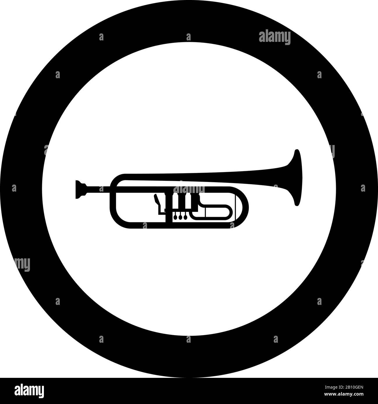 Trumpet Clarion music instrument icon in circle round black color ...